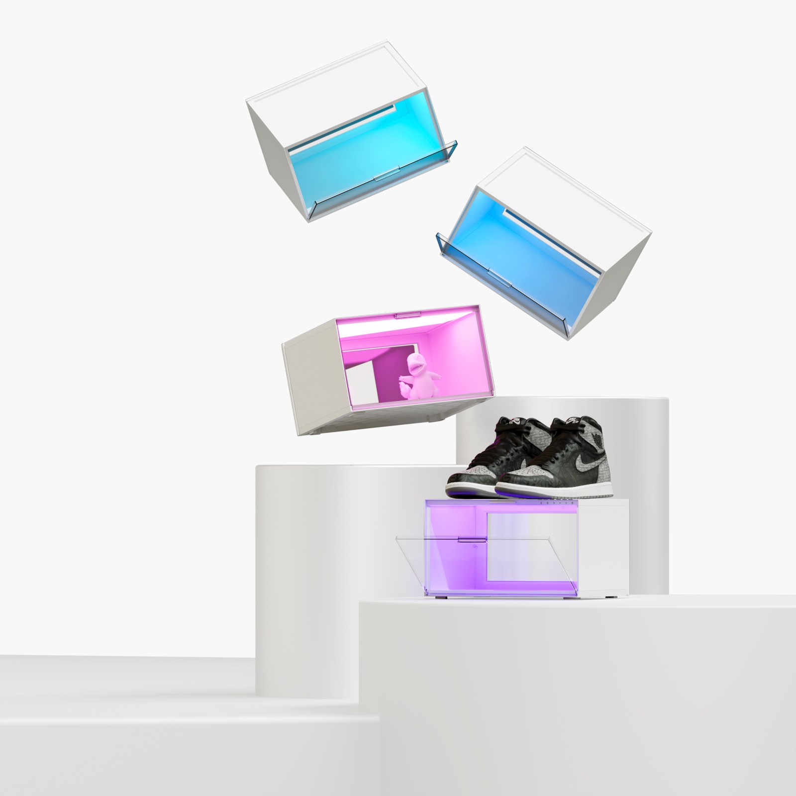 EXPO Smart LED Display Case Starter Kit (4 Pack) - SQFX01K03-4WT | Nanoleaf